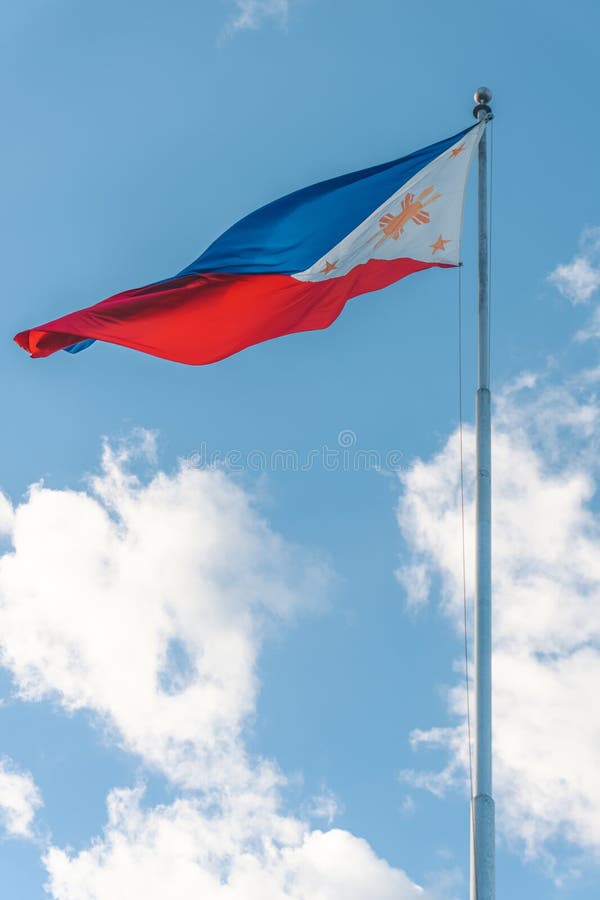 Waving Philippine Flag in a Flagpole Stock Image - Image of filipino ...