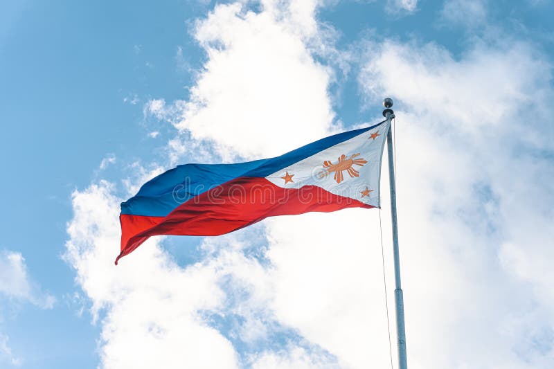 Waving Philippine Flag in a Flagpole Stock Image - Image of filipino ...