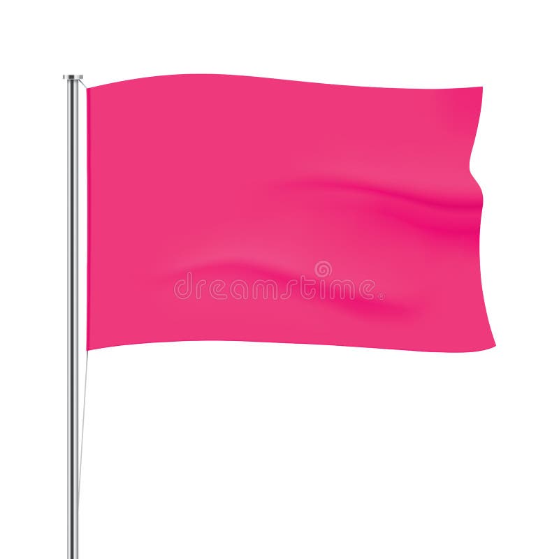 Waving pink flag template. stock vector. Illustration of promo - 84560719