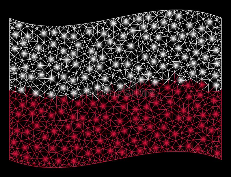 Waving Poland Flag Mesh Illustration with Flash Effect Stock Vector ...