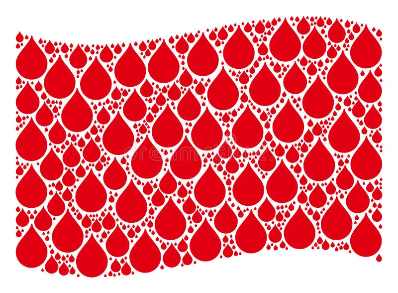 Waving Red Flag Composition of Drop Icons Stock Vector - Illustration ...