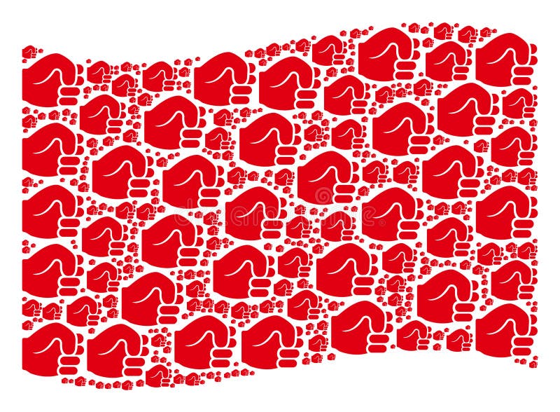 Waving Red Flag Pattern of Fist Items Stock Vector - Illustration of ...