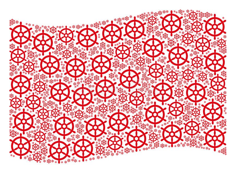Waving Red Flag Pattern of Boat Steering Wheel Items Stock Vector ...