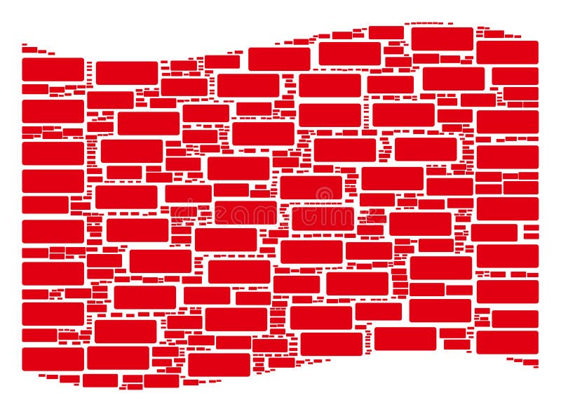 Waving Red Flag Pattern of Building Brick Items Stock Vector ...