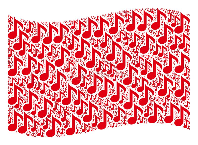 Waving Red Flag Pattern of Musical Note Icons Stock Vector ...