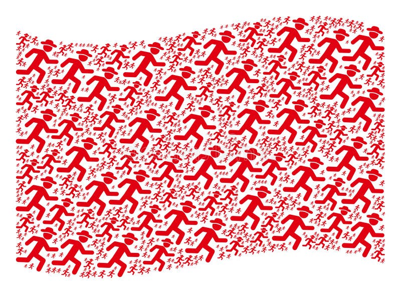 Waving Red Flag Pattern of Running Gentleman Items Stock Vector ...