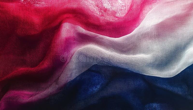 Waving Red, White, and Blue Tricolor Flag Fabric with Soft Gradient in ...
