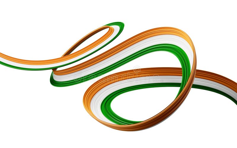 Waving Ribbon Flag of India 3d Illustration Stock Illustration ...