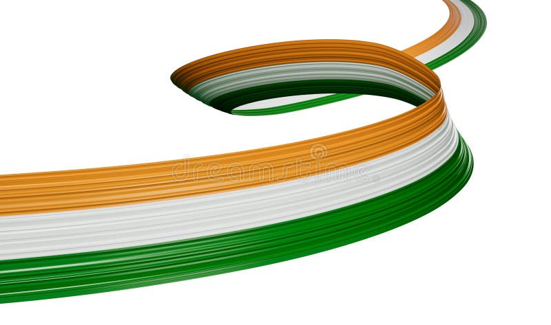 Waving Ribbon Flag of India 3d Illustration Stock Illustration ...