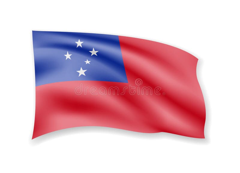Waving Samoa Flag on White. Flag in the Wind Stock Illustration ...