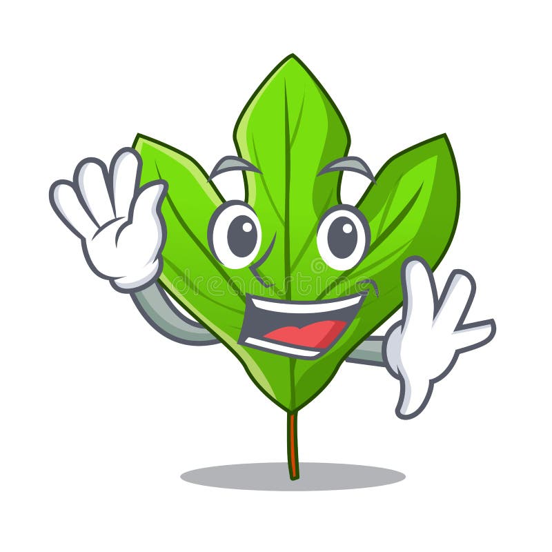 Waving Sassafras Leaf in the Cartoon Stem Stock Vector - Illustration ...