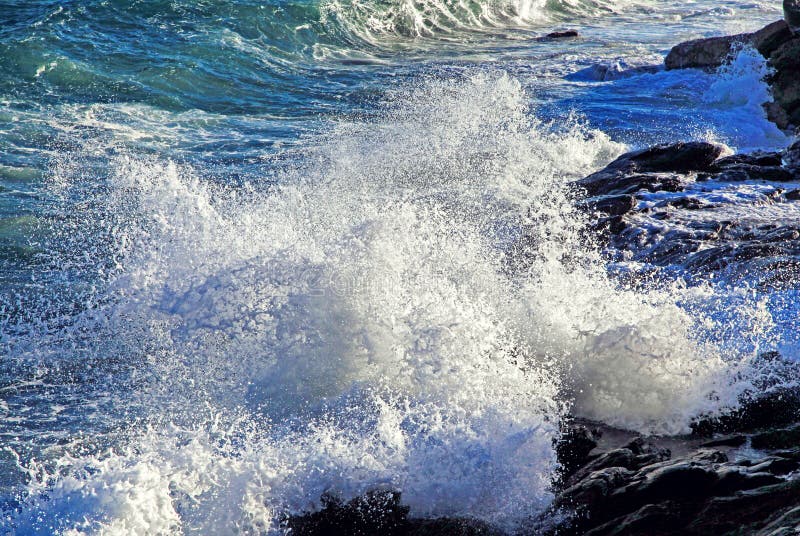 Waving Sea on the Coastline. Splash Water Stock Image - Image of splash ...