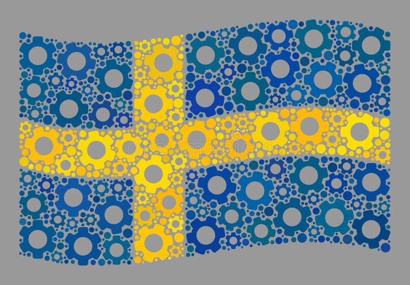 Waving Service Sweden Flag - Mosaic with Gear Objects Stock Vector ...