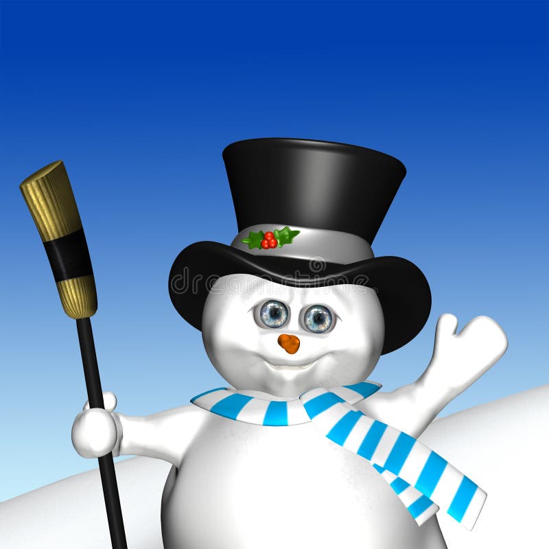 Waving Snowman stock illustration. Illustration of holly - 12219536