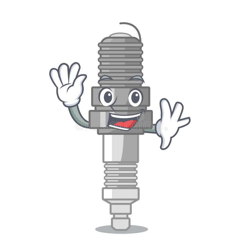 Waving Spark Plug in a Cartoon Box Stock Vector - Illustration of hand ...