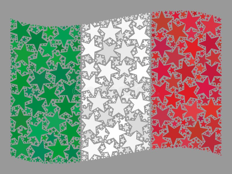 Waving Star Italy Flag - Collage of Stars Stock Vector - Illustration ...