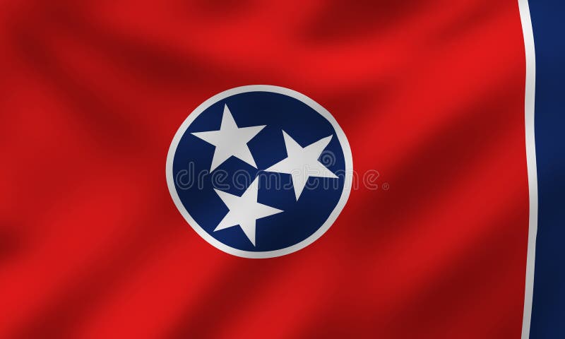 Waving State Flag of Tennessee, the Tri-Star Flag Stock Illustration ...