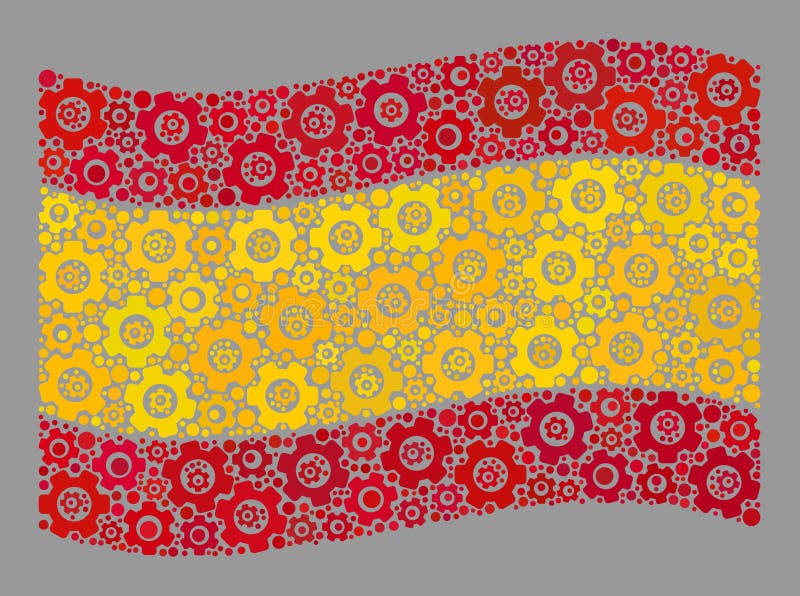 Waving System Spain Flag - Collage with Cog Objects Stock Vector ...