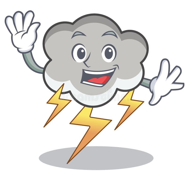 Waving Thunder Cloud Character Cartoon Stock Vector - Illustration of ...