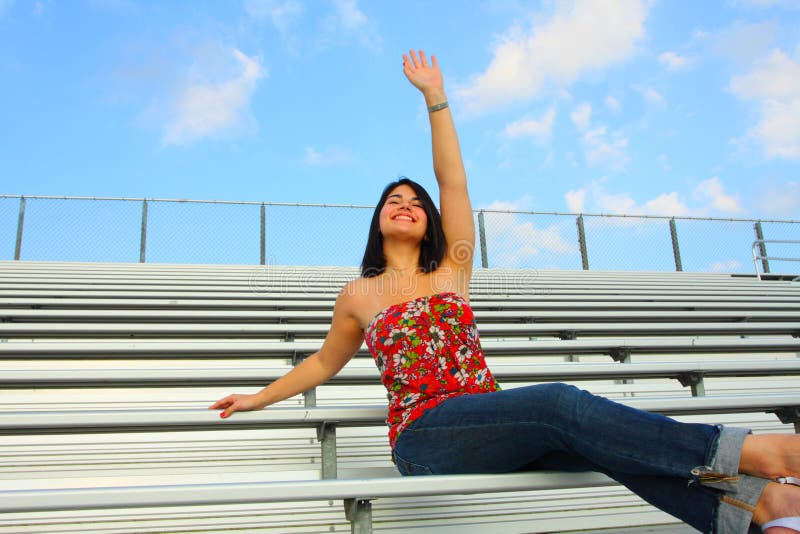 Waving to Friends stock photo. Image of happiness, trendy - 5015166