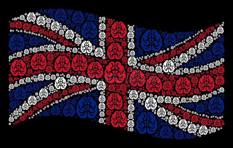 Waving British Flag Mosaic of Brain Icons Stock Vector - Illustration ...