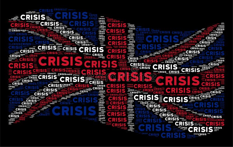 Waving UK Flag Pattern of Crisis Text Items Stock Illustration ...