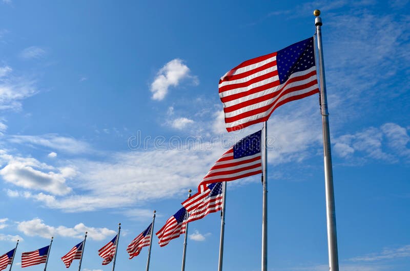Waving US flags stock photo. Image of stripes, stars - 80179216