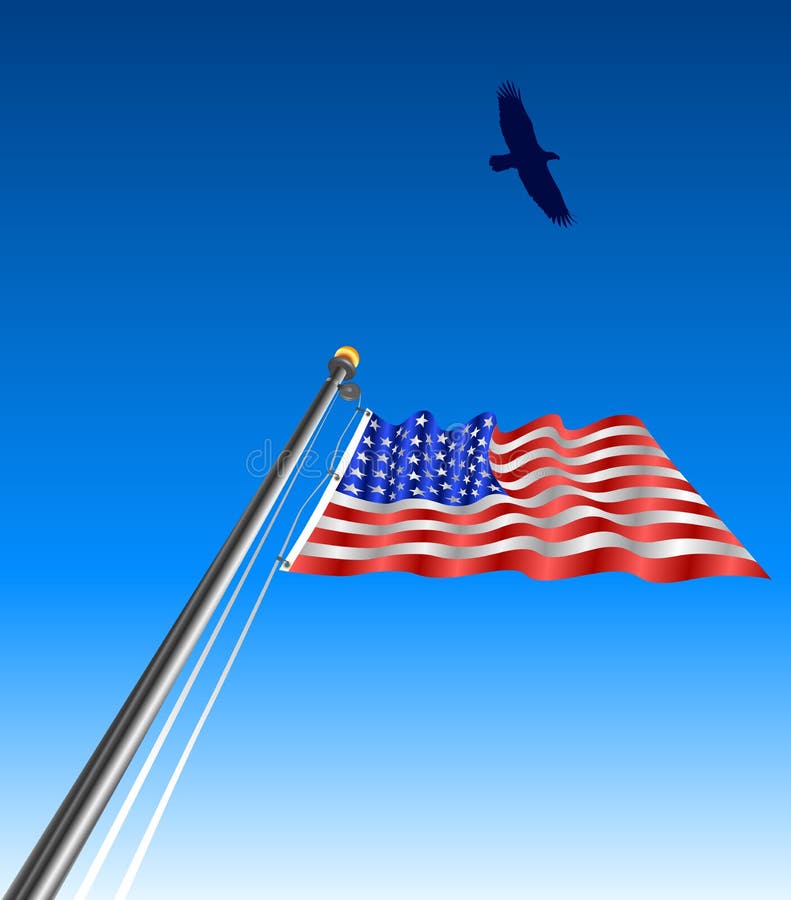 Waving_USA_flag_eagle stock illustration. Illustration of independence ...
