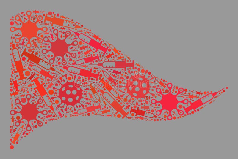 Waving Virus Therapy Red Triangle Flag - Mosaic of Virus and Needle ...