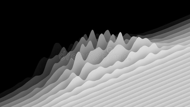 Waving White Layers Forming Minimalistic Topographic Surface on Black ...