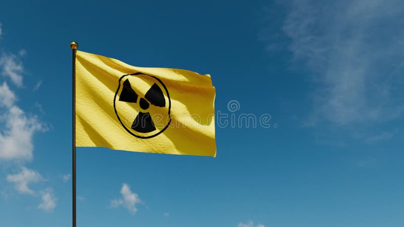 Waving Yellow Flag with Nuclear Radioactive Symbol Stock Footage ...