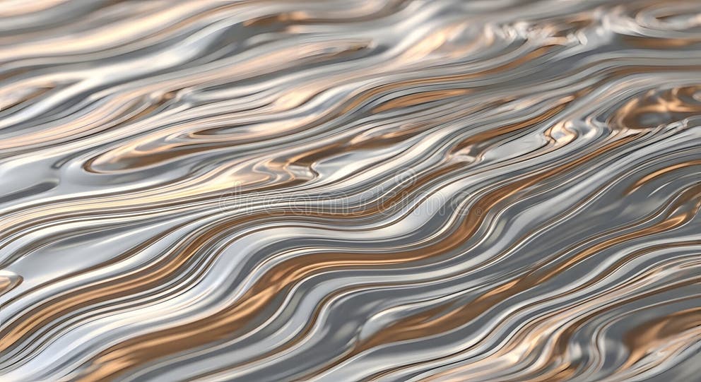 Wavy Abstract Background with Silver and Bronze Metallic Texture Stock ...