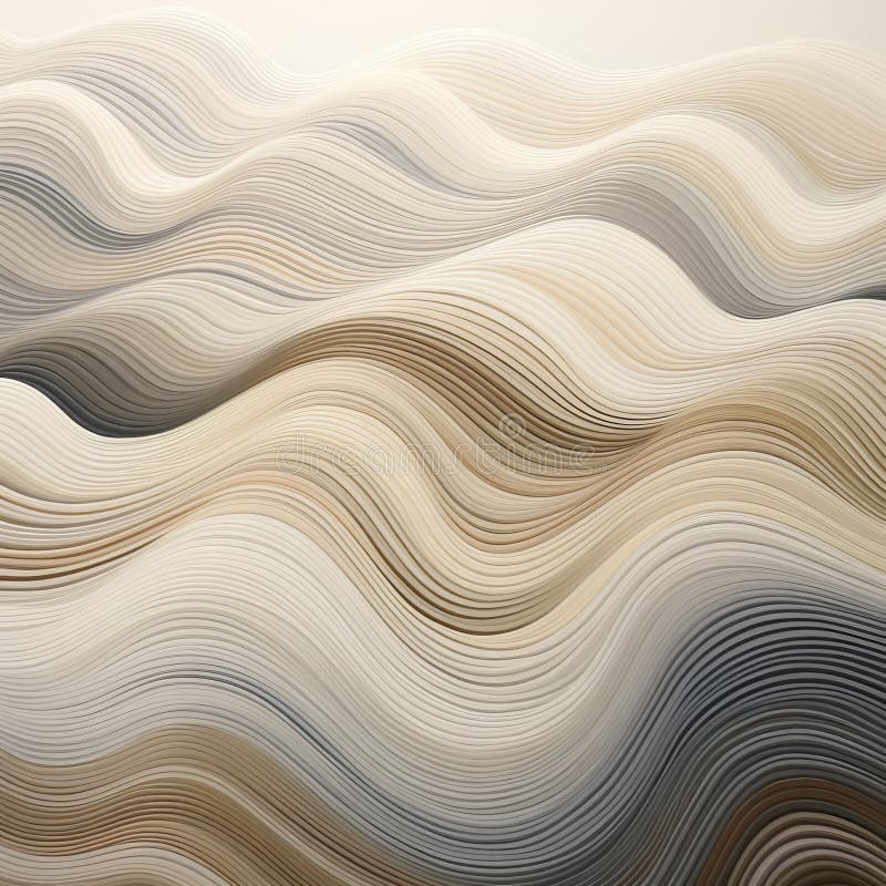 Wavy Abstract Graphic on Beige Background - Hyperrealistic Landscape ...