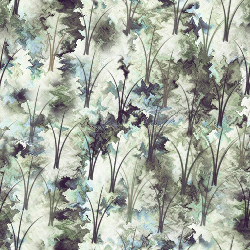 Wavy Abstract and Grass Effect Graphic Seamless Pattern Stock ...