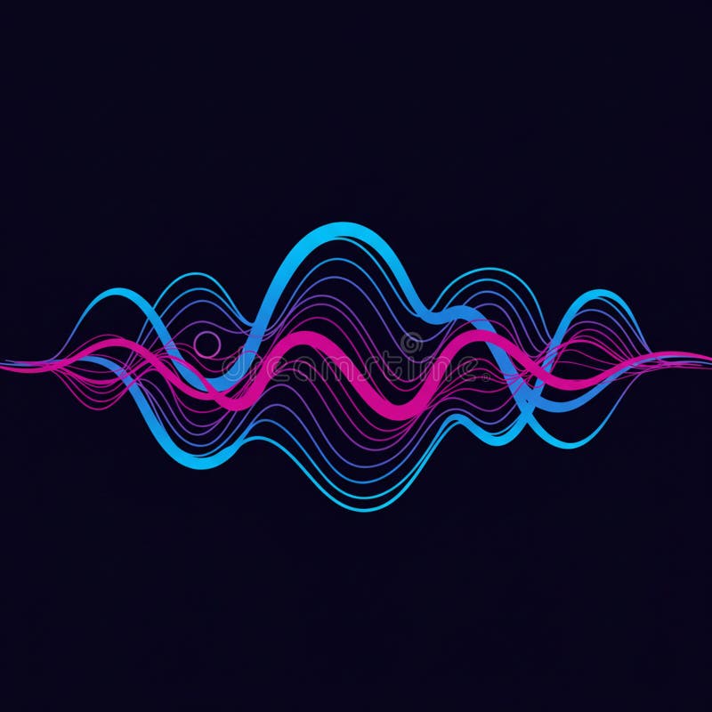 Wavy Abstract Lines in Blue and Pink, Intersecting and Overlapping ...