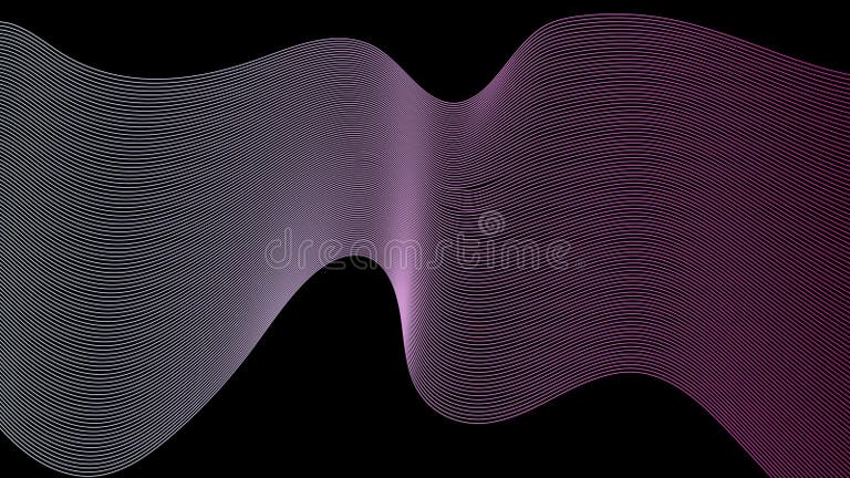 Wavy, Abstract Lines Form a Continuous Pattern Against a Black ...