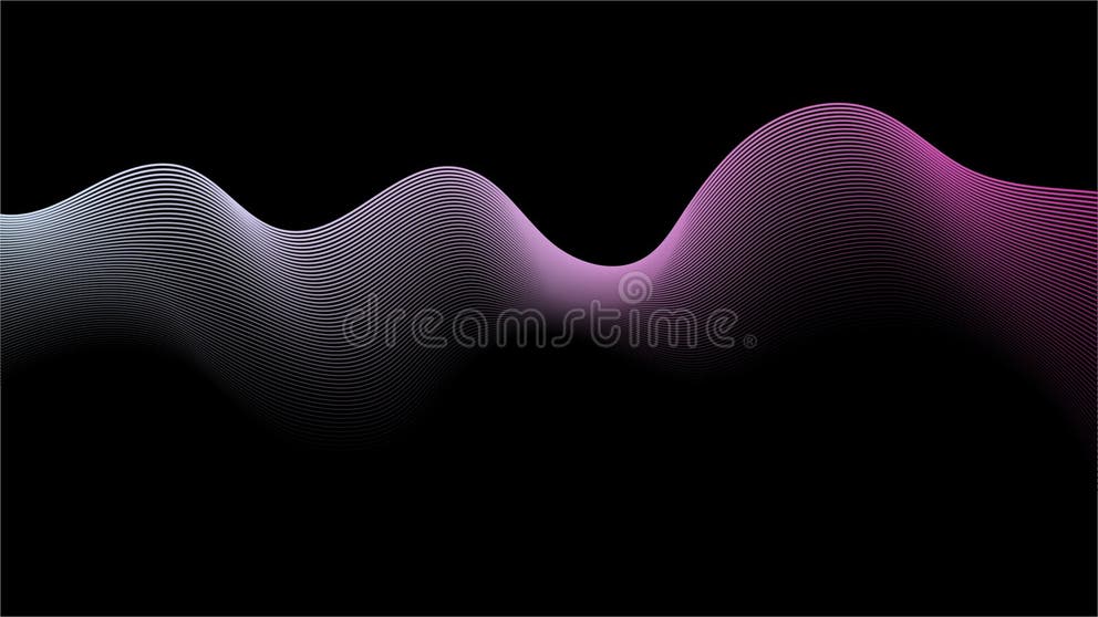 Wavy, Abstract Lines Form a Continuous Pattern Against a Black ...