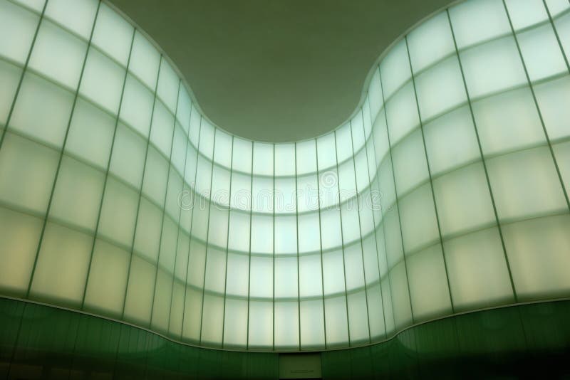 Wavy Abstract Modern Stained Glass Window in Futuristic Building Stock ...