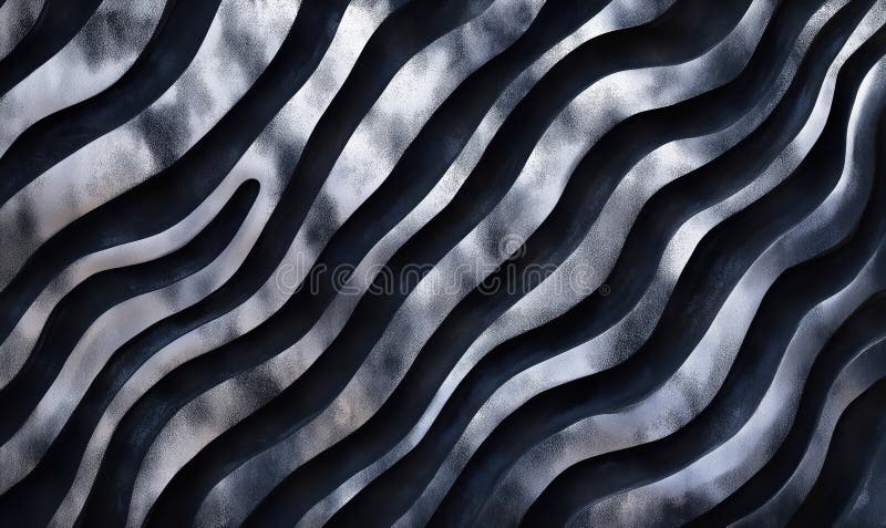 Wavy Abstract Pattern in Black and Silver Tones, Flowing Lines Create ...