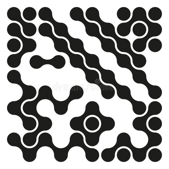 Wavy Abstract Pattern. Organic Flow Vector. Connected Shape Design. Dynamic Black White ...