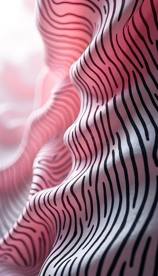 Abstract Pink and Black Wavy Pattern Design, Generative AI. Stock Image ...