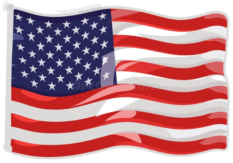 Wavy American Flag Colorful Stock Illustration - Illustration of ...