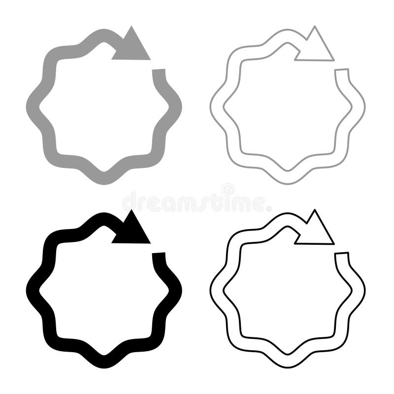 Wavy Arrow on Circle Set Icon Grey Black Color Vector Illustration ...