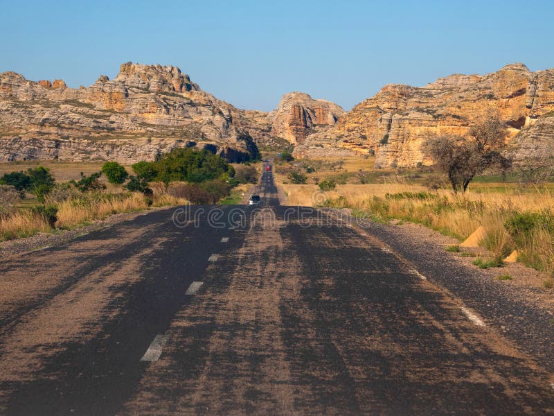 Wavy Asphalt Road in a Hilly Landscape, Southern Madagascar Stock Image ...