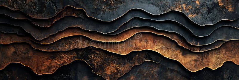 Wavy Background with Dark Brown and Bronze Texture in Waves, Abstract ...