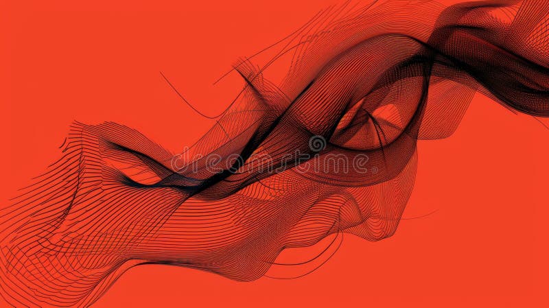 Abstract Wavy Black Lines on a Vivid Red Background Stock Photo - Image ...
