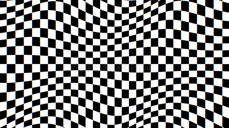 Black and White Distorted Checkerboard Pattern Moves Optical Illusion ...