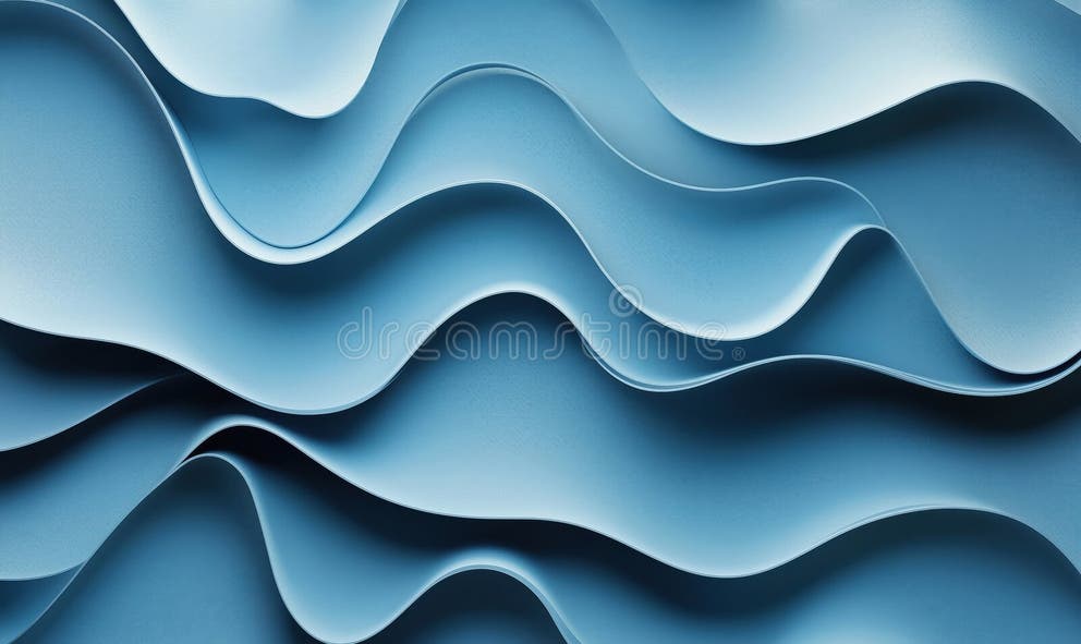 Wavy Blue Abstract Design, Smooth Curves and Layers Create a Dynamic ...
