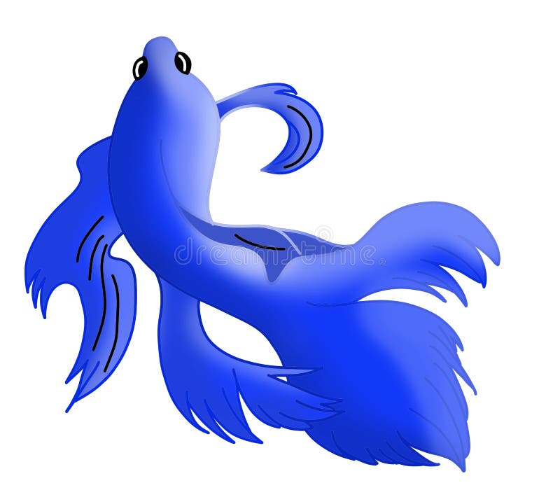 Wavy Blue Fish on White Background Stock Illustration - Illustration of ...