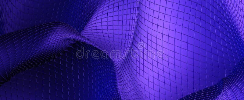 Wavy Blue Grid Background. Curvy Futuristic Textures with 3d Render ...